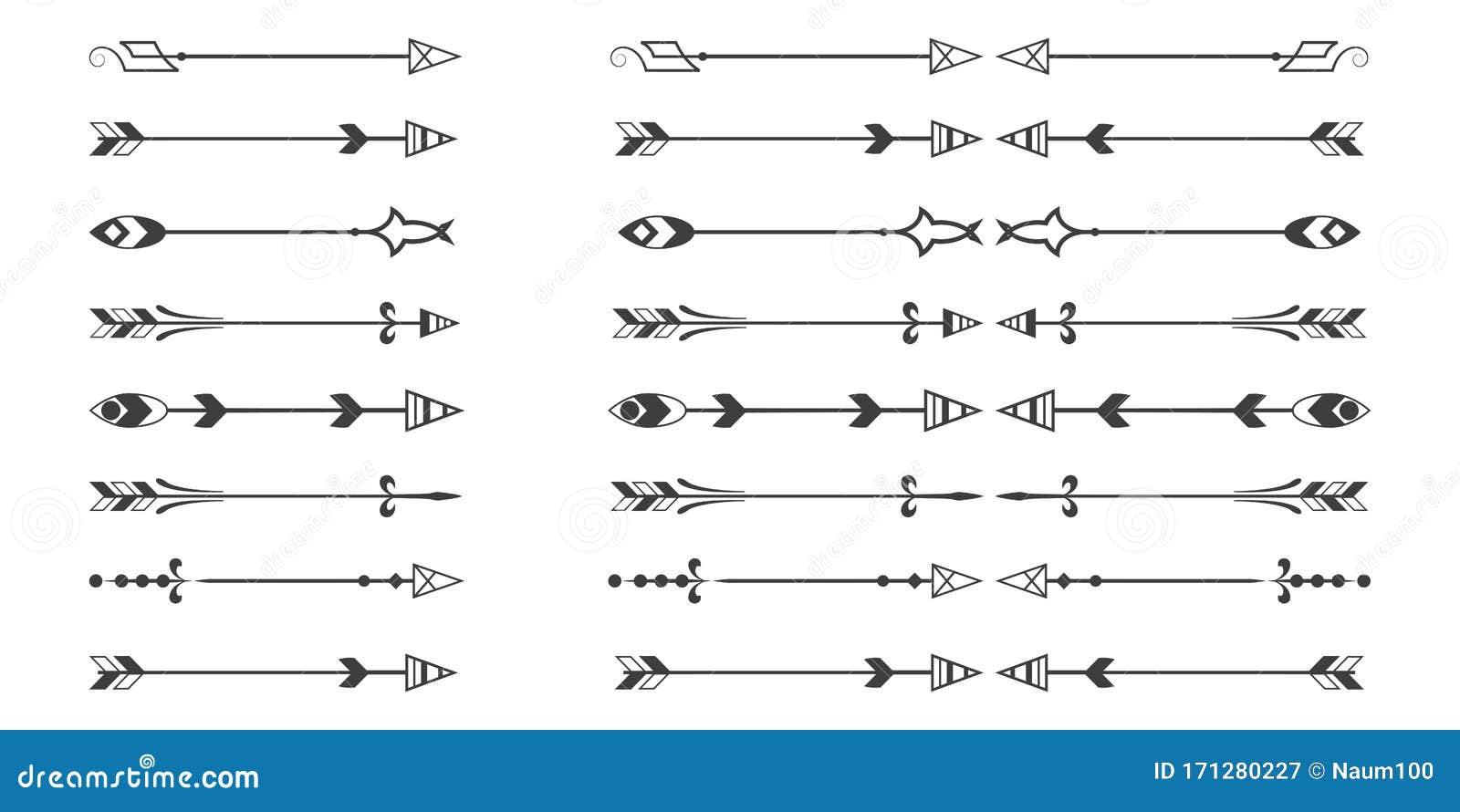 Set of Arrows and Dividers- Calligraphic Vintage Elements Stock Vector ...