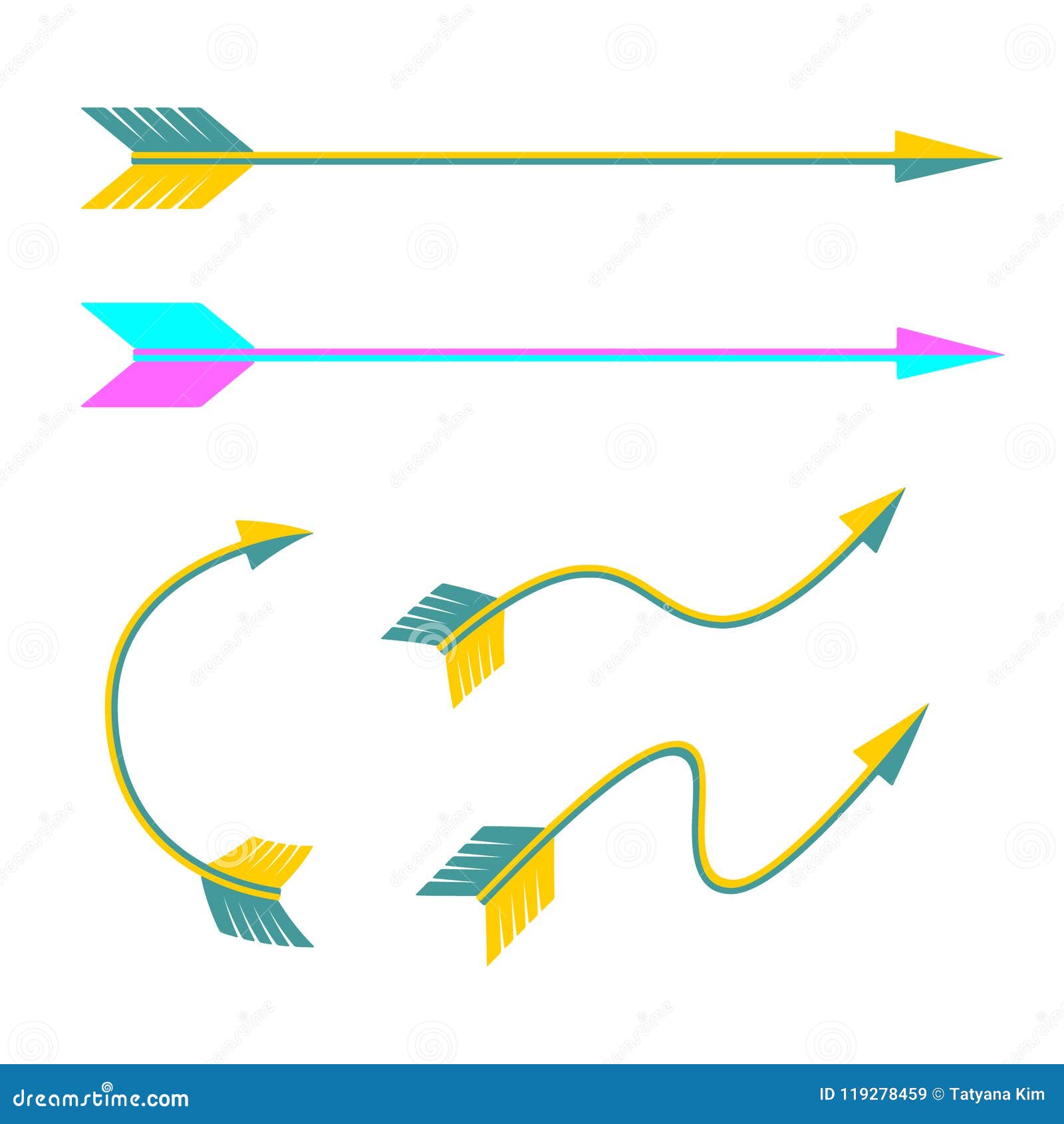 Set of Arrows in Flat Style Stock Illustration - Illustration of ...