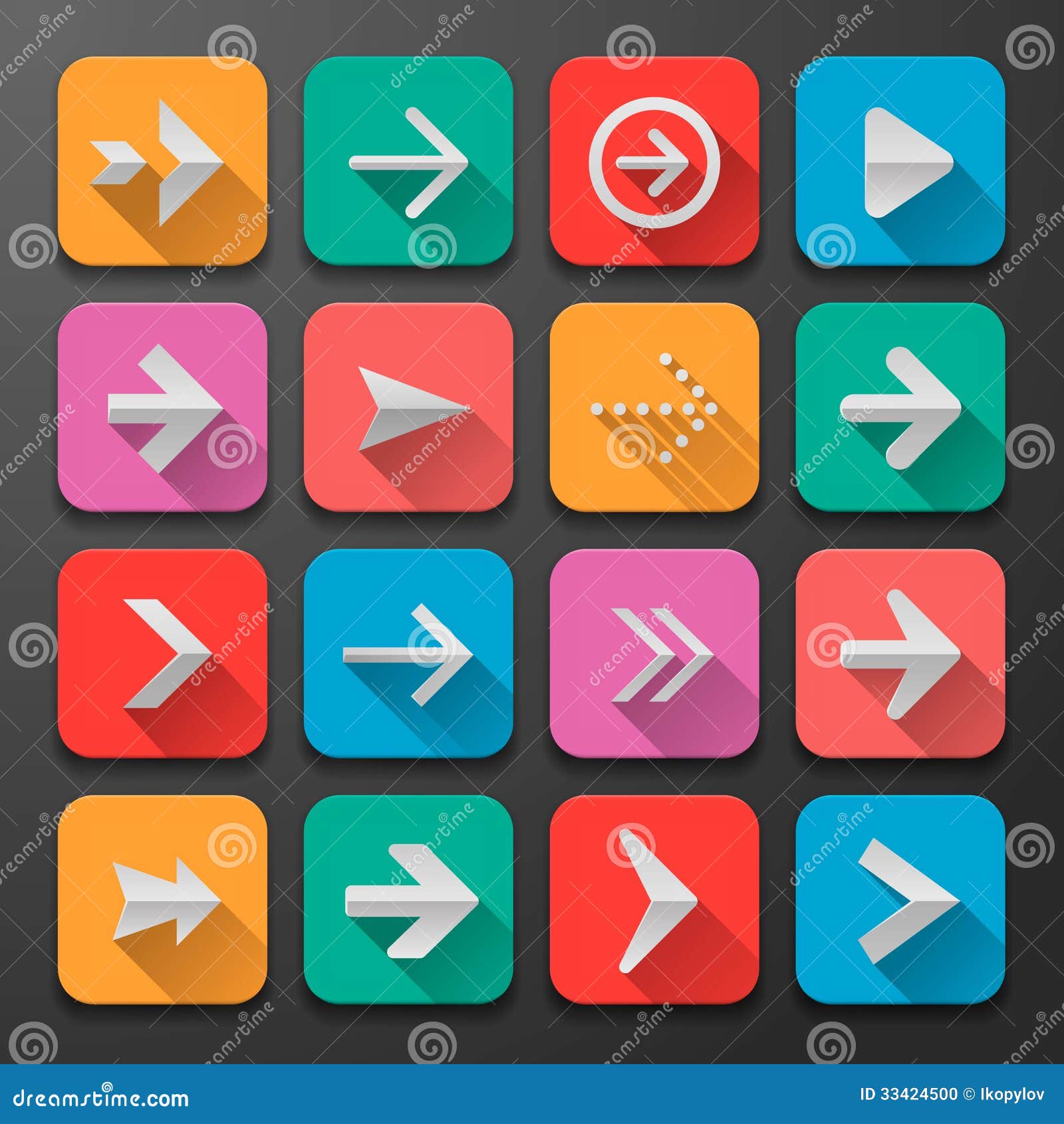 Set Arrows Icons, Flat UI Design Trend Stock Vector - Illustration of ...