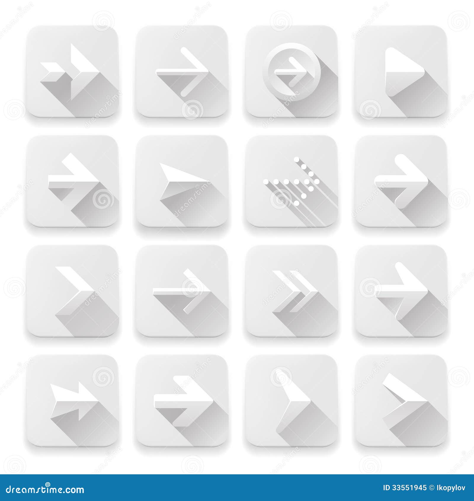 Set Arrows Icons, White App Button Stock Vector - Illustration of ...