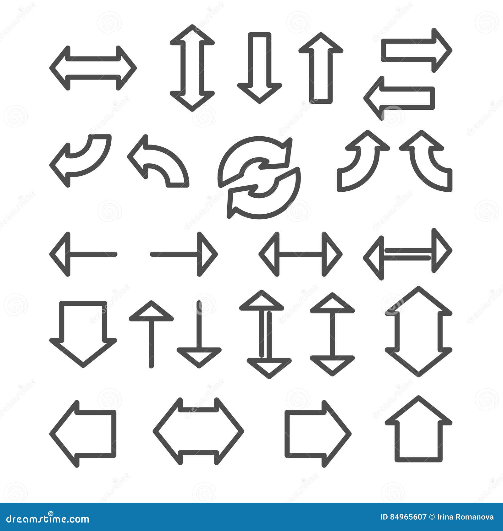 Set of arrows linear icons stock vector. Illustration of vector - 84965607