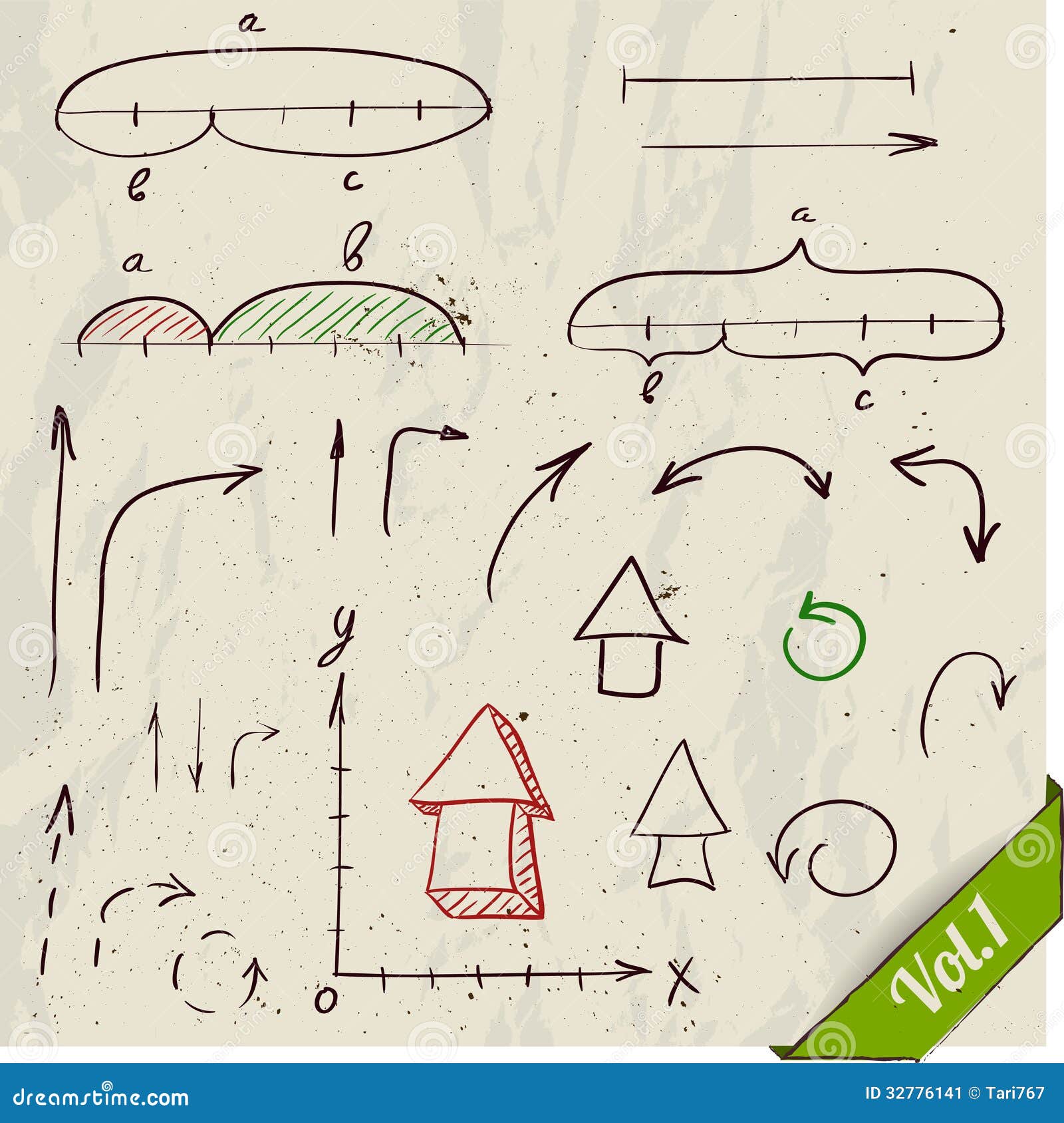 Set of Arrows and Math Elements. Stock Vector - Illustration of pattern ...