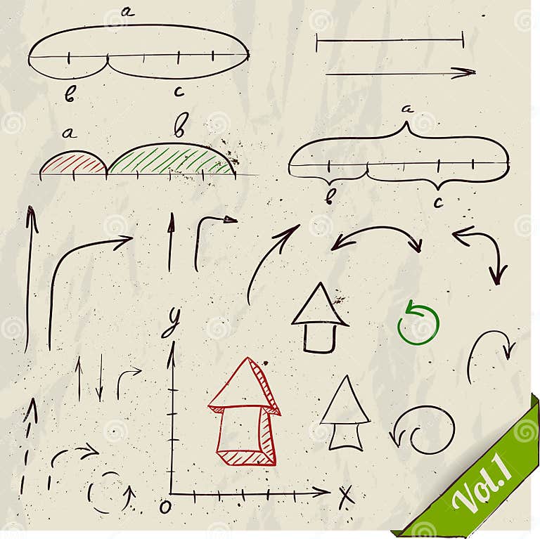 Set of Arrows and Math Elements. Stock Vector - Illustration of pattern ...