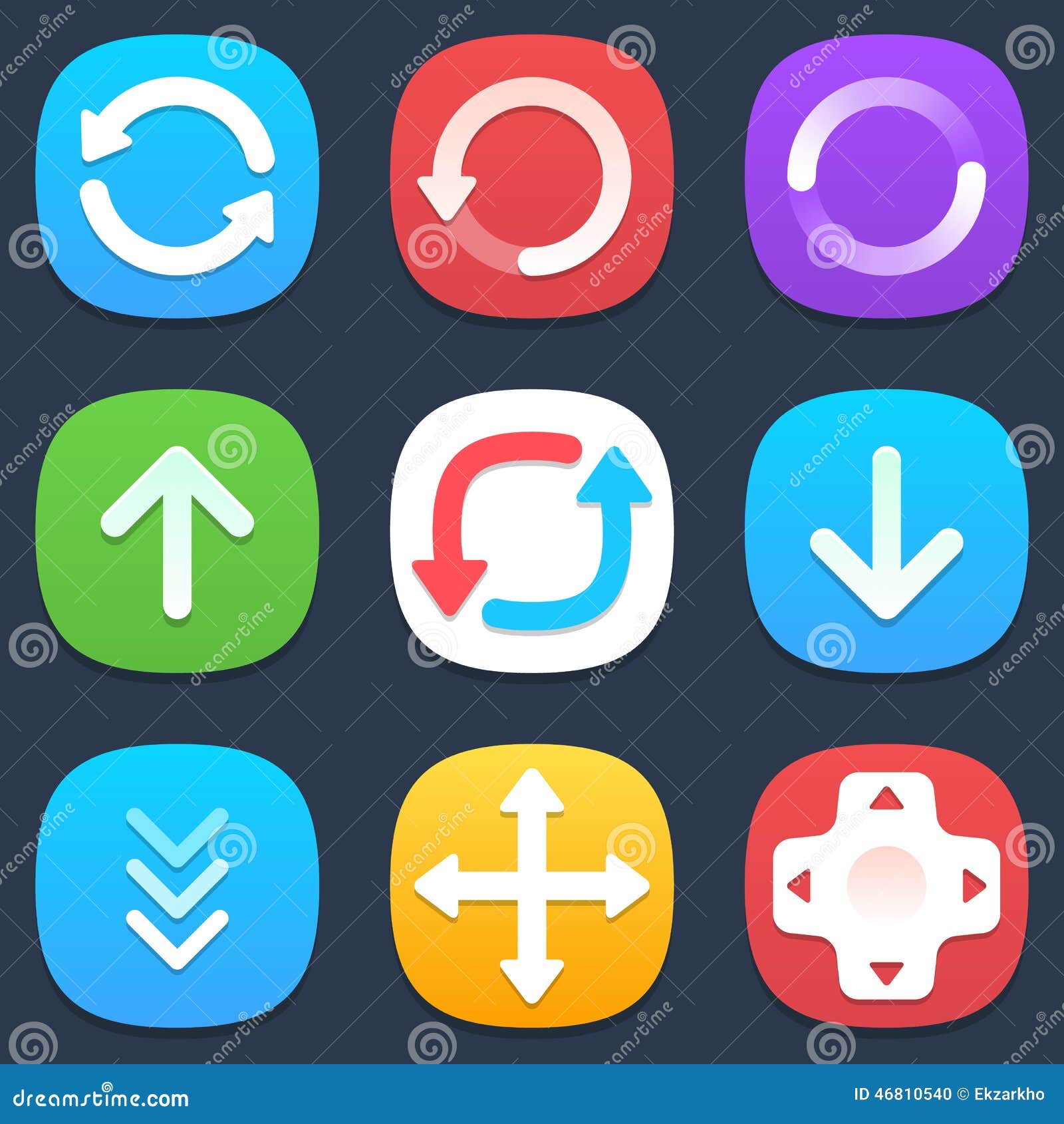 Set of Arrows Mobile Icons in Flat Design Stock Vector - Illustration ...