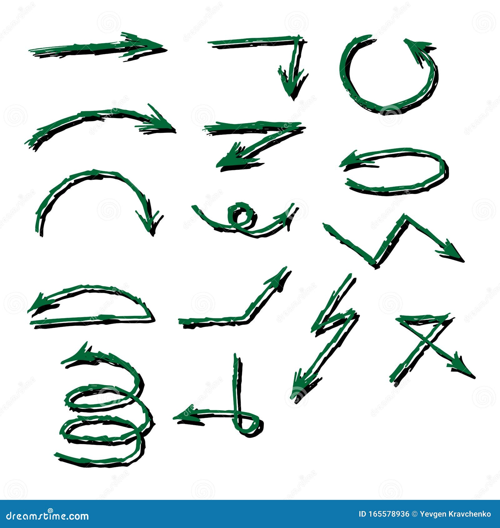 Set of Arrows, Pointers. Vector Illustration Set of Green Different ...