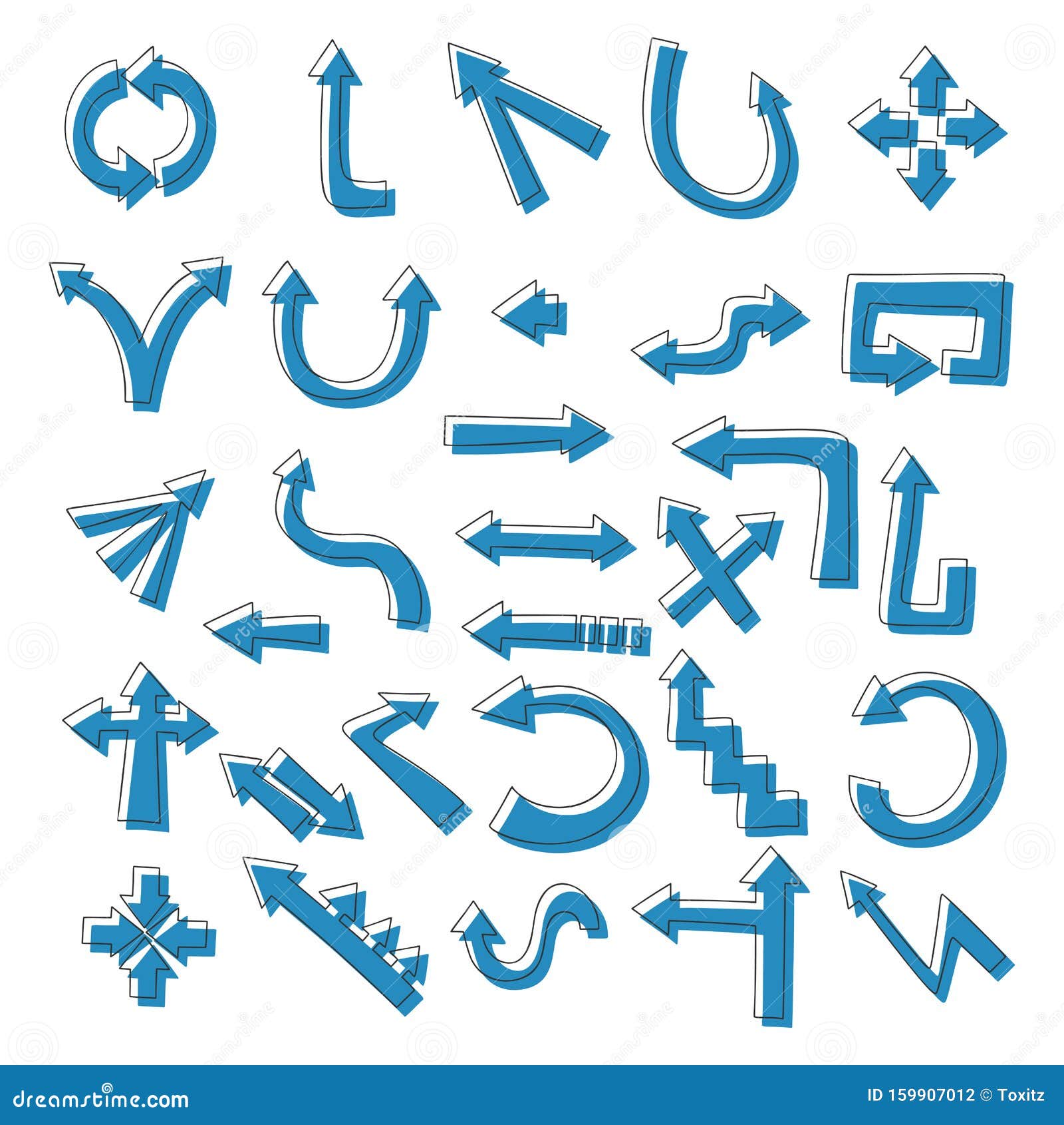 Set of Arrows Pointing in Different Directions Stock Illustration ...