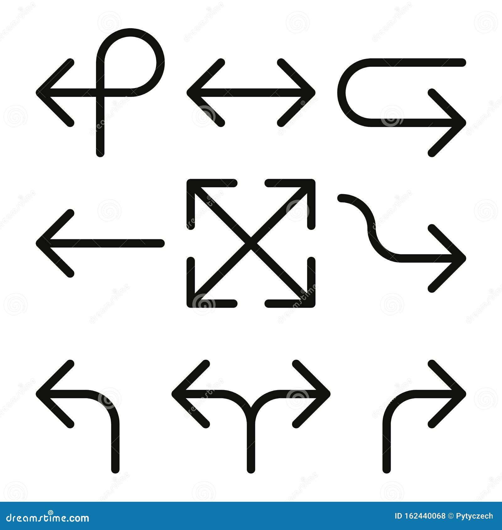 Set of Arrows. Simple Thin Black Line Arrow Design Stock Vector ...