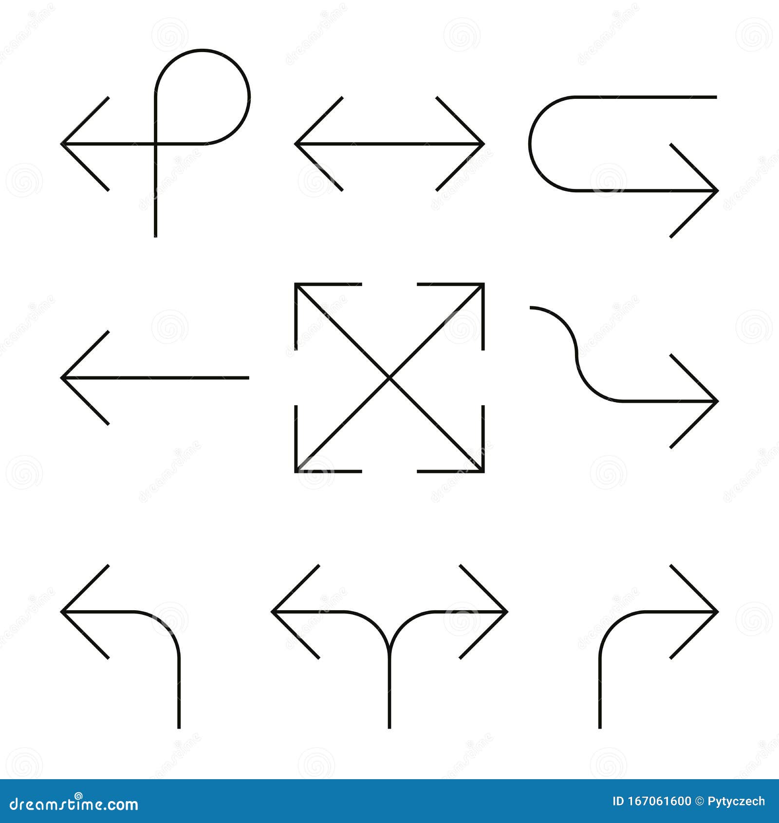 Set of Arrows. Simple Thin Black Line Arrow Design Stock Vector ...