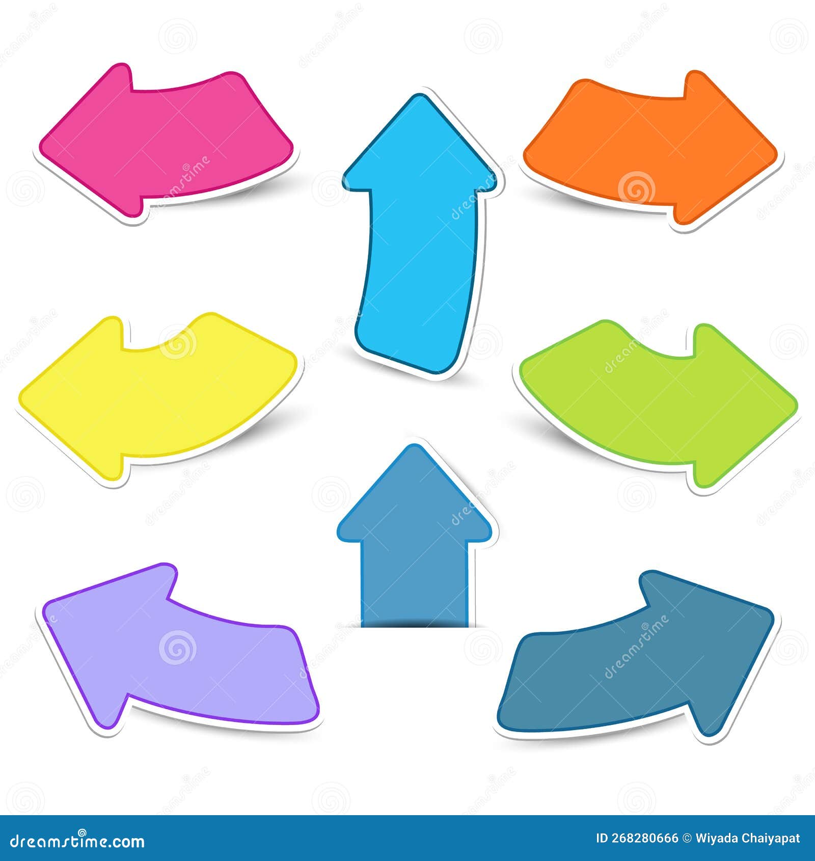 Set of Arrows Sticker Paper on White Background Stock Illustration ...