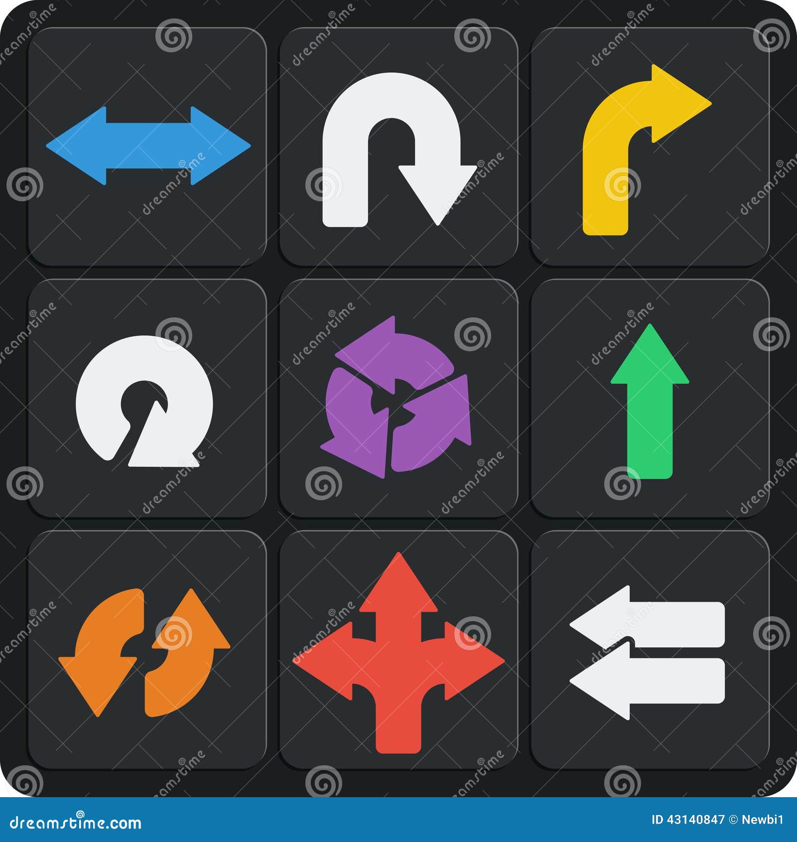 Set of 9 Arrows Web and Mobile Icons. Vector. Stock Vector ...