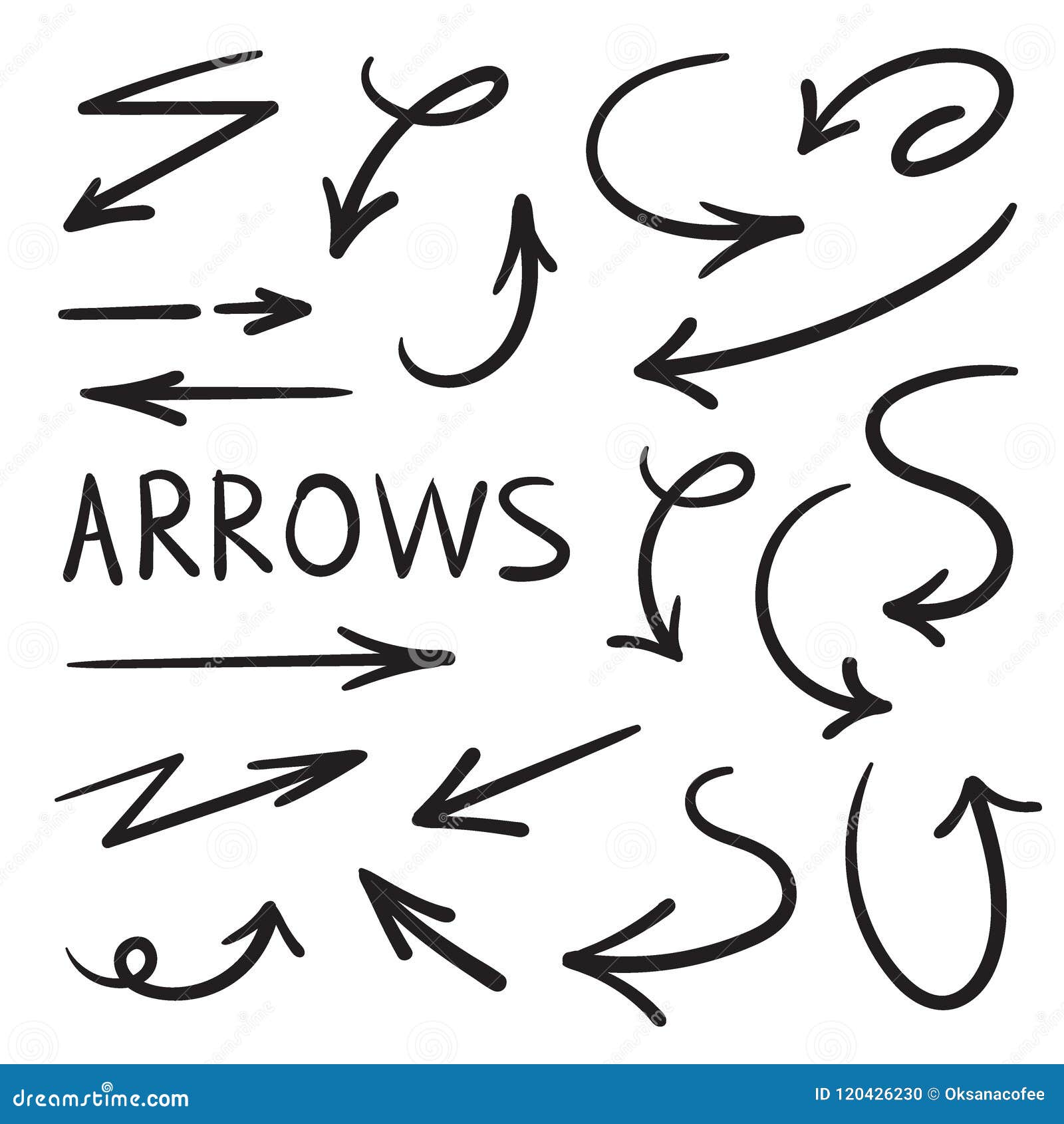 Set For Design. Arrows Drawn Manually. Stock Vector - Illustration of ...
