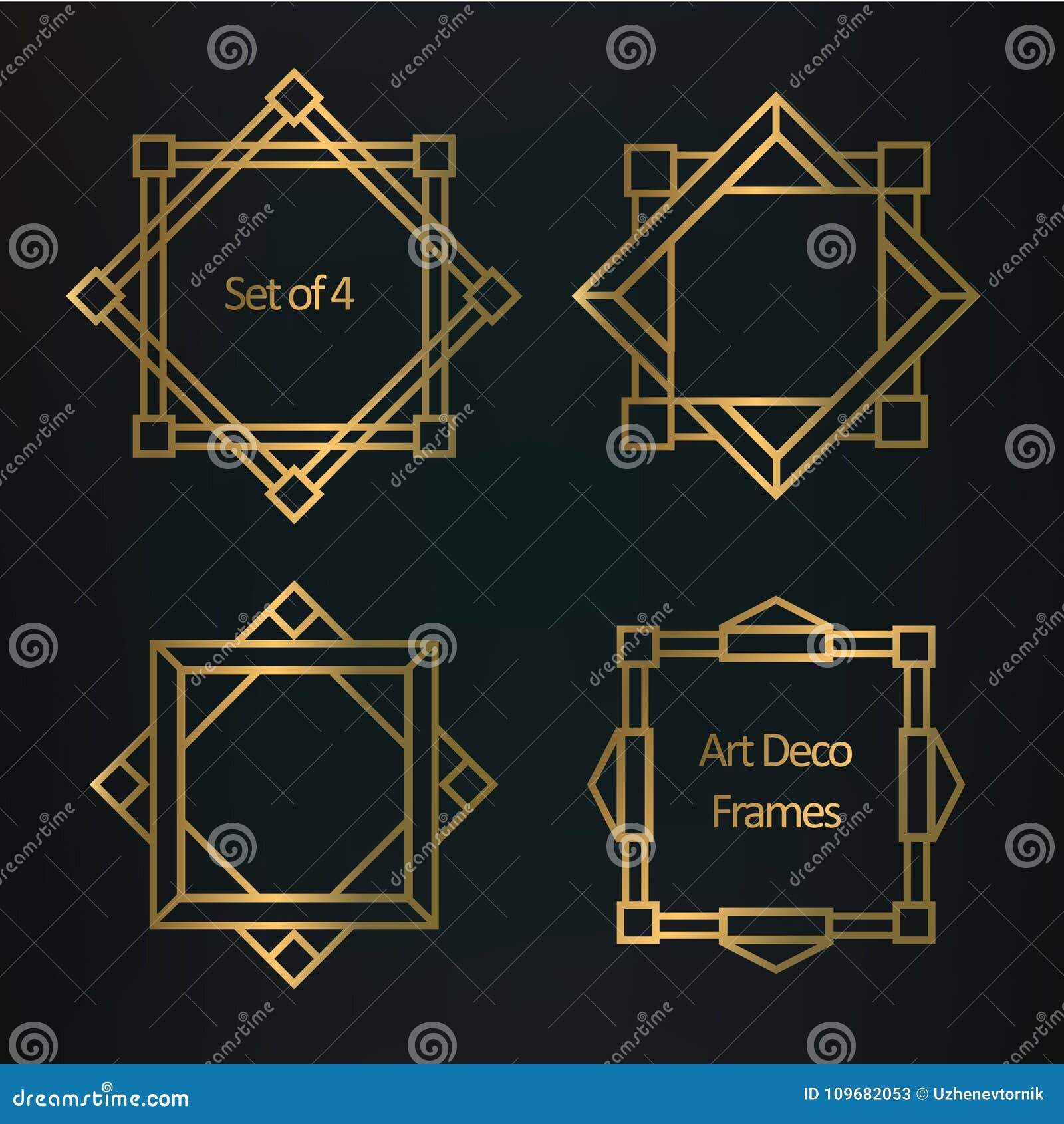 Set of Geometric Art Deco Borders and Frames Stock Illustration ...