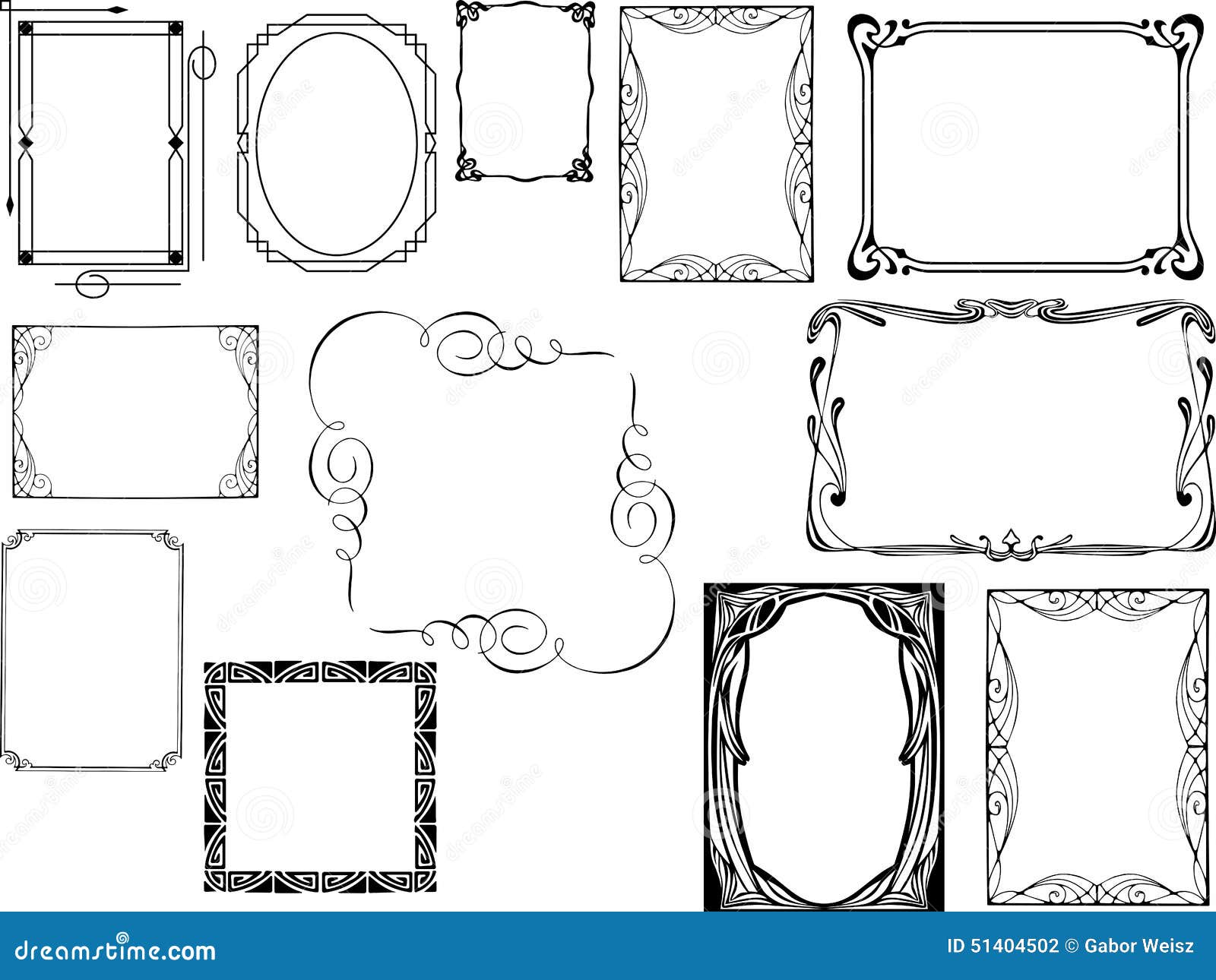 Big Set Old Vintage Frames White Stock Illustrations – 263 Big Set Old ...
