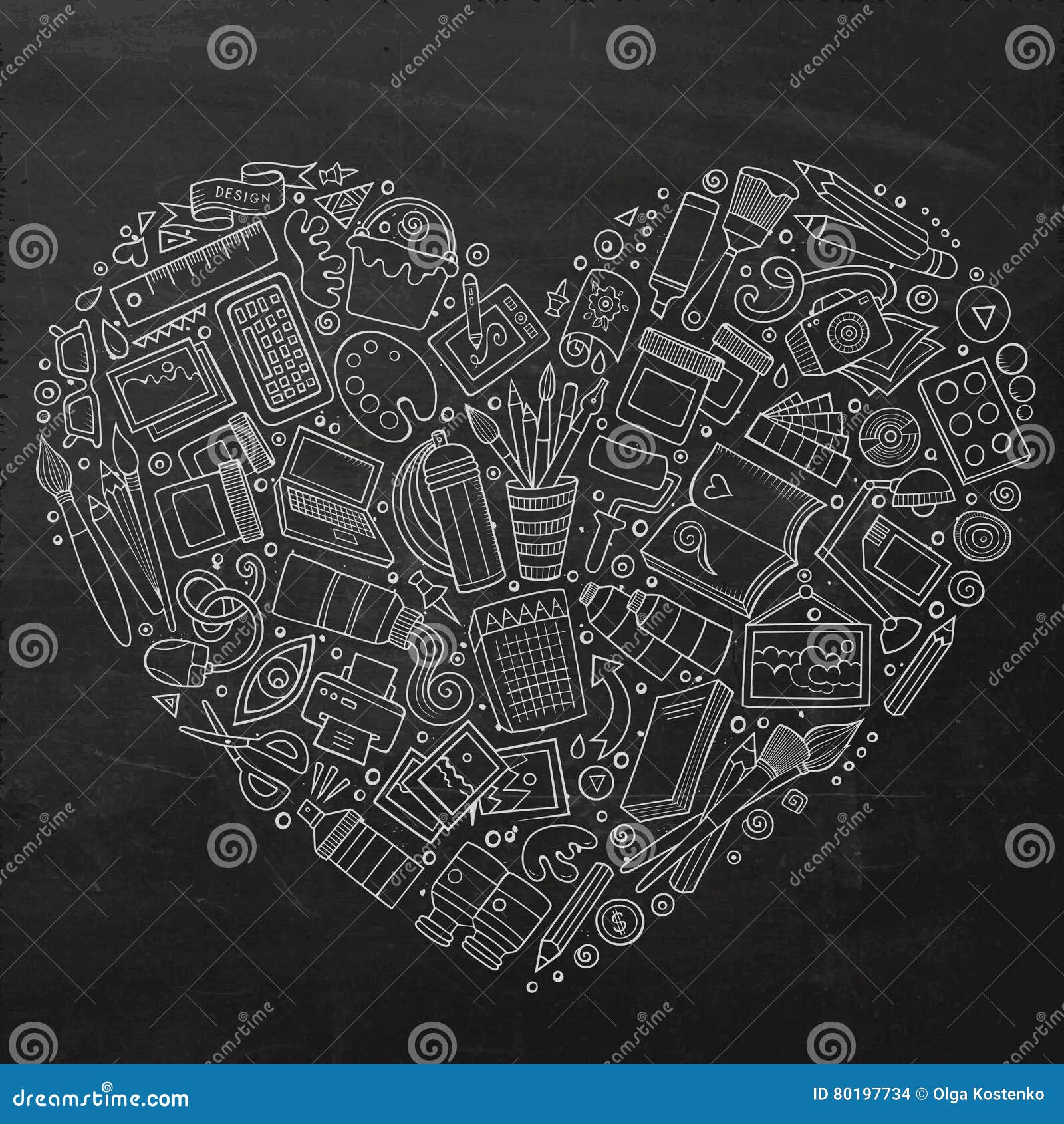 Set of Art and Design Cartoon Doodle Objects Stock Vector ...