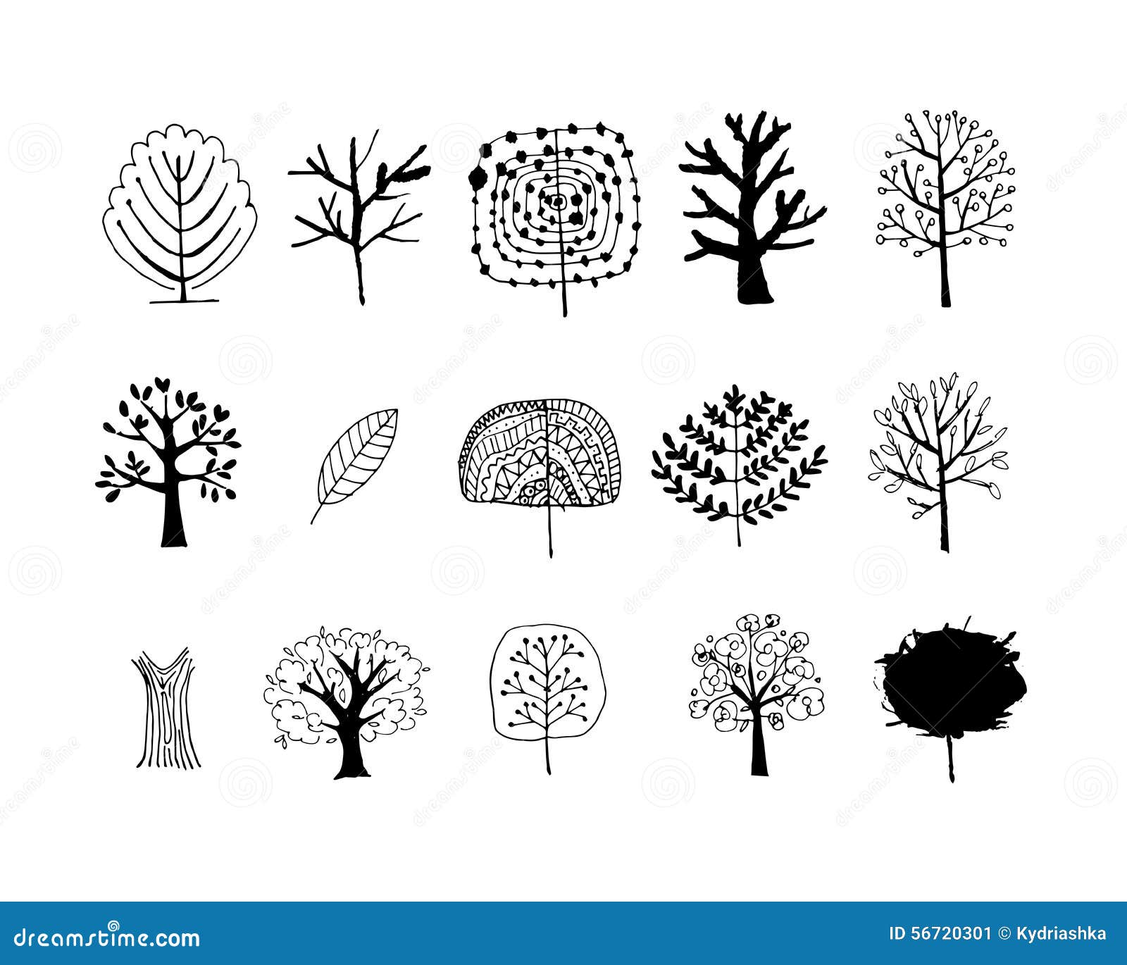 Set of Art Trees for Your Design Stock Vector - Illustration of ecology ...