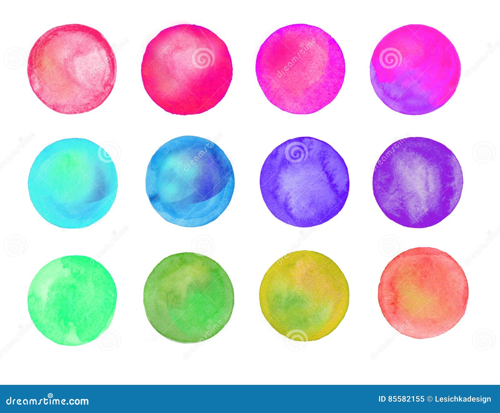 Set Of Art Watercolor Circles Stock Illustration Illustration Of Hand