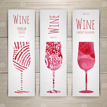 Set of Art Wine Banners and Labels Stock Vector - Illustration of grape ...