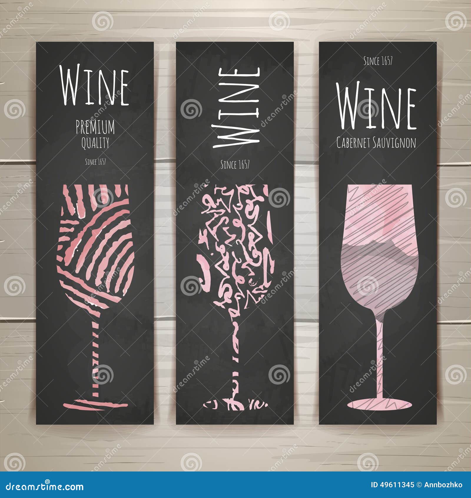 Set of Art Wine Glass Banners and Labels Stock Vector - Illustration of ...