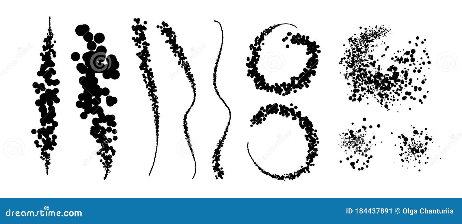 Set Of Articstic Creative Brushes, Lines With Dotts, Spaltters. Spray ...