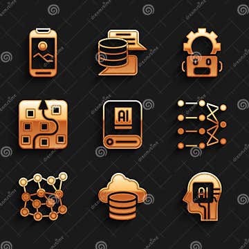 Set Artificial Intelligence AI, Cloud Database, Humanoid Robot, Neural ...