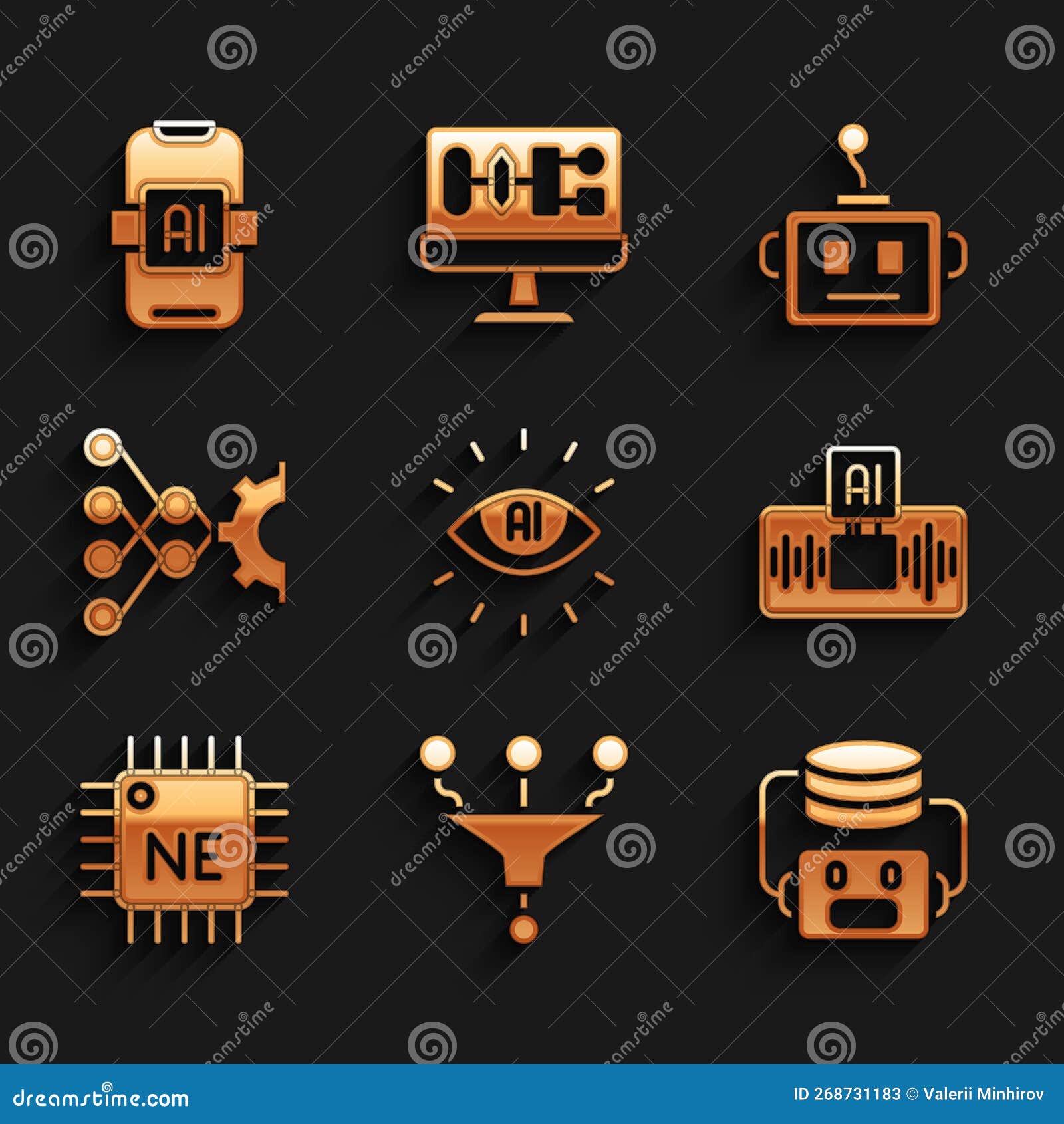 Set Artificial Intelligence AI, Funnel or Filter, Robot, Processor CPU ... Set Artificial Intelligence AI, Funnel or Filter, Robot, Processor CPU ...