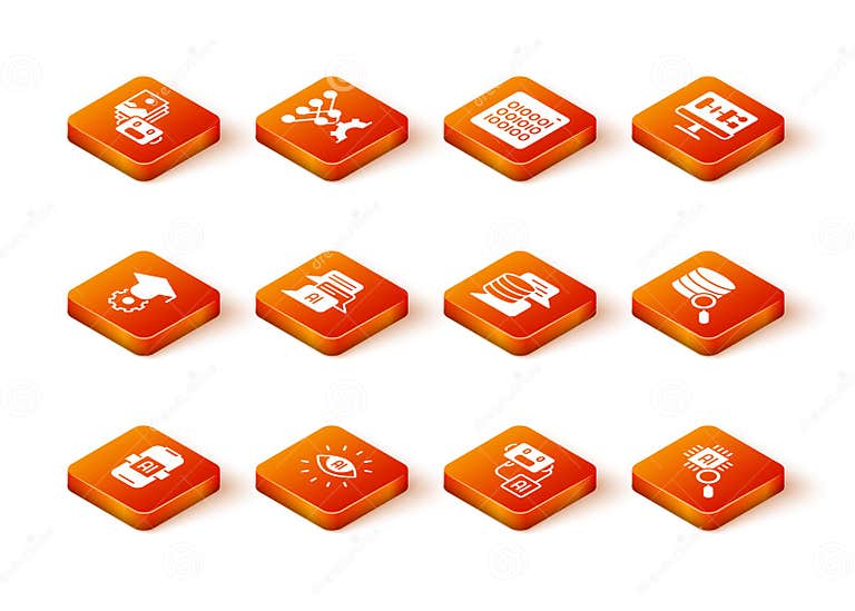 Set Artificial Intelligence AI, Graduation Cap, Chat Bot, Robot, Server, Data, Processor CPU and ...