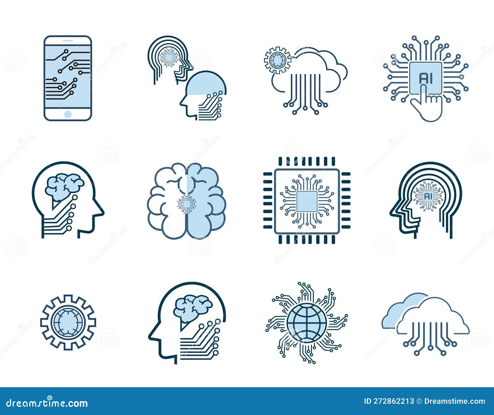 Set of Artificial Intelligence-AI Icons, Symbols Vector Design, Vector ...