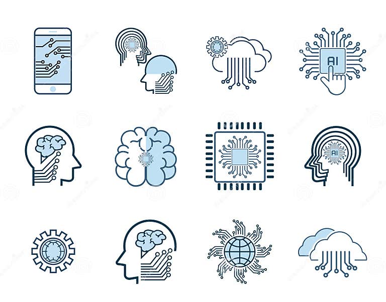 Set of Artificial Intelligence-AI Icons, Symbols Vector Design, Vector ...