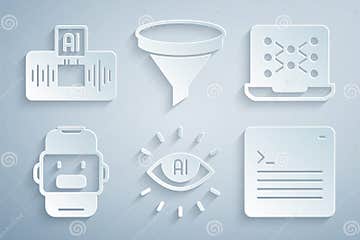 Set Artificial Intelligence AI, Neural Network, Chat Bot, Web Developer Programming Code, Funnel ...