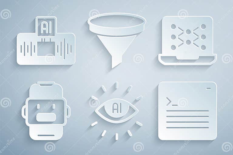 Set Artificial Intelligence AI, Neural Network, Chat Bot, Web Developer Programming Code, Funnel ...