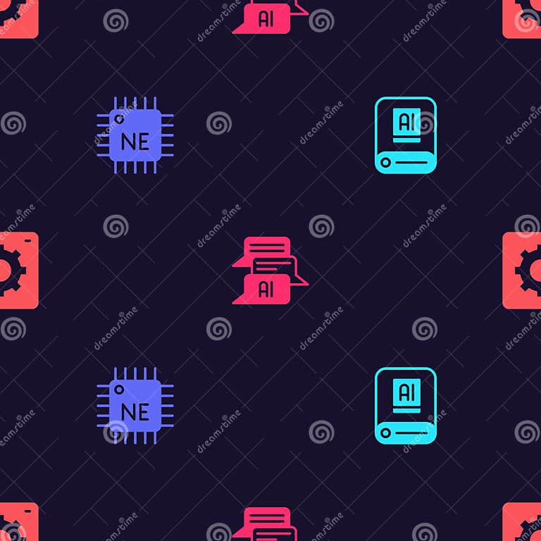 Set Artificial Intelligence Ai Processor Cpu Chat Bot And Computer Api Interface On Seamless