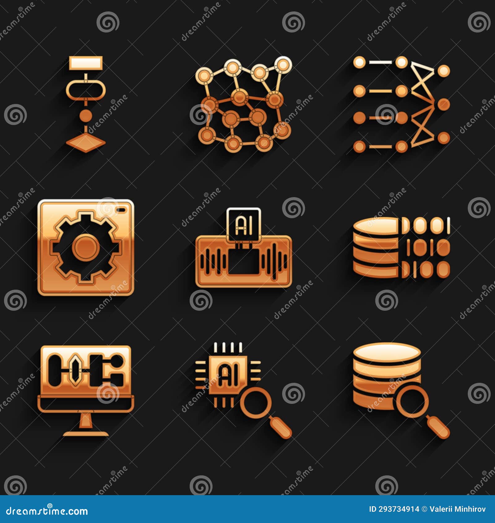 Set Artificial Intelligence Ai Processor Cpu Server Binary Code Algorithm Computer Api