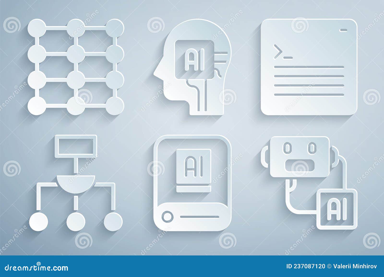 Set Artificial Intelligence AI, Web Developer Programming Code, Algorithm, Robot, Humanoid and ...