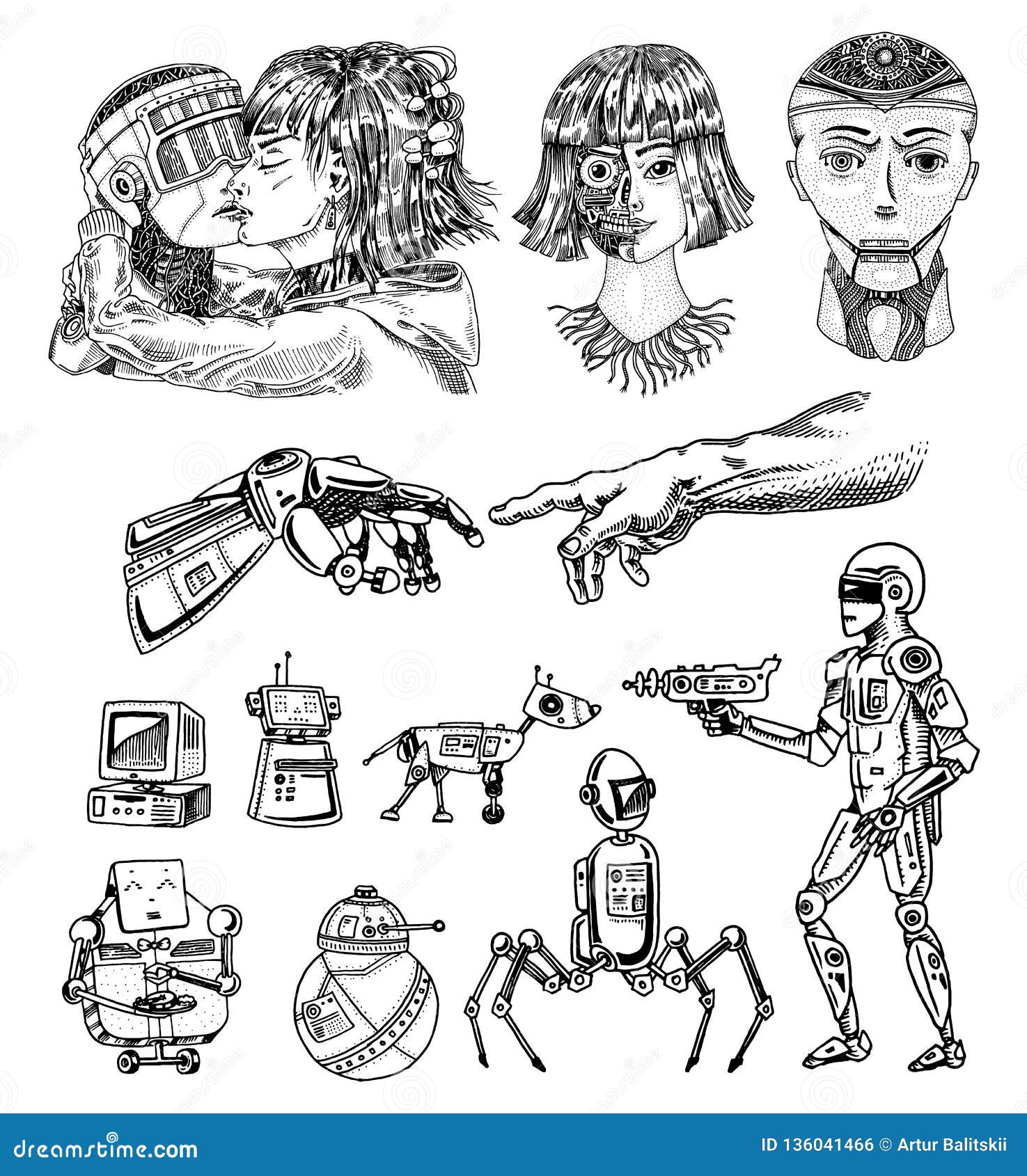 Robots Evolution Time Line Cartoon Vector Banner | CartoonDealer.com ...