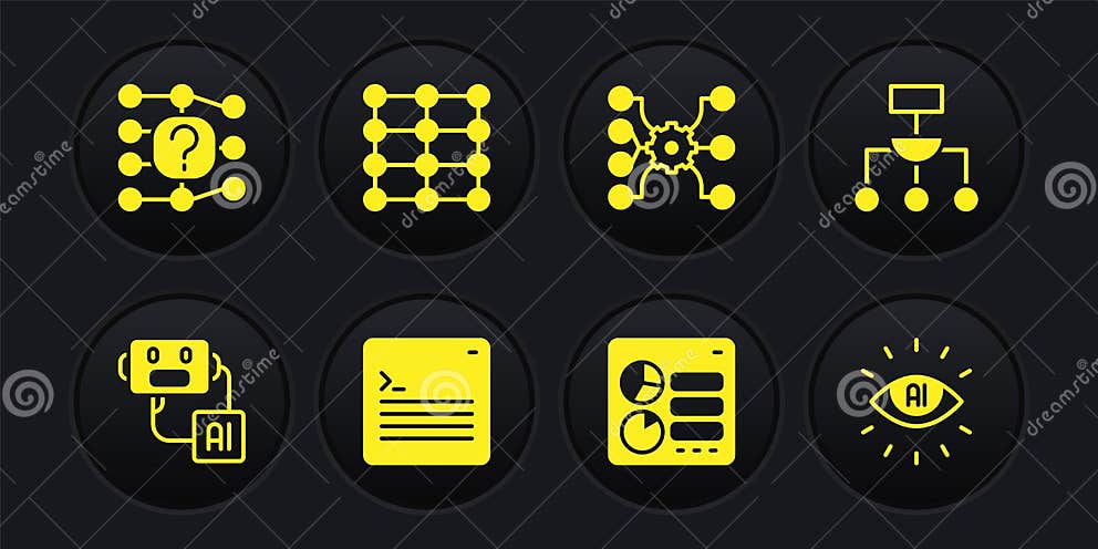 Set Artificial Intelligence Robot Algorithm Web Developer Programming Code Computer Api