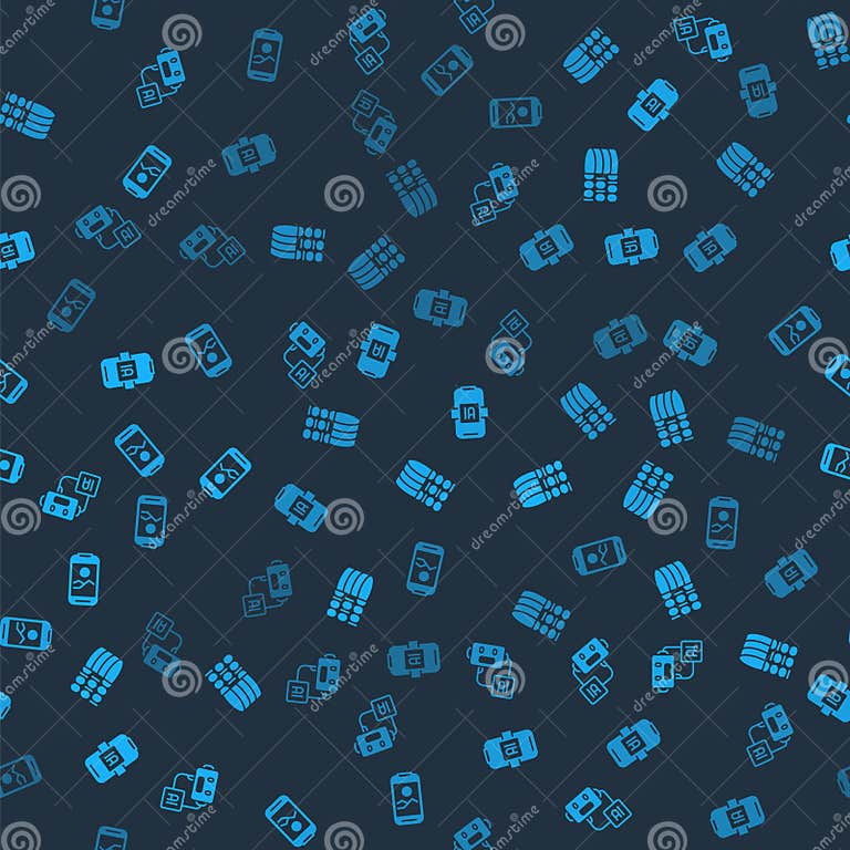 Set Artificial Intelligence Robot, Binary Code, AI and Mobile Phone on Seamless Pattern. Vector ...