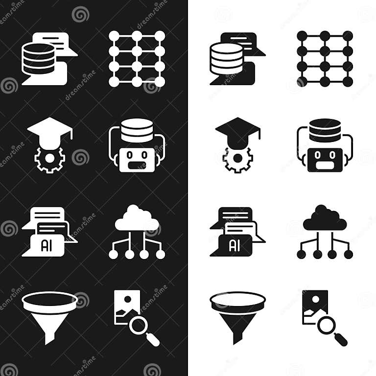 Set Artificial Intelligence Robot, Graduation Cap, Server, Data, Neural ... Set Artificial Intelligence Robot, Graduation Cap, Server, Data, Neural ...
