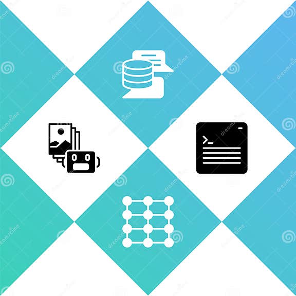 Set Artificial Intelligence Robot, Neural Network, Server, Data and Web Developer Programming ...