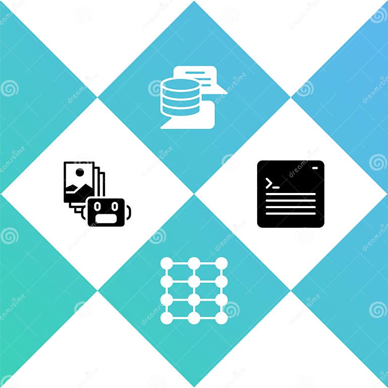 Set Artificial Intelligence Robot, Neural Network, Server, Data and Web Developer Programming ...