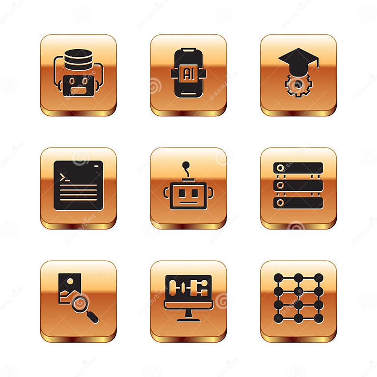 Set Artificial Intelligence Robot, Photo Retouching, Algorithm, Web Developer Programming Code ...