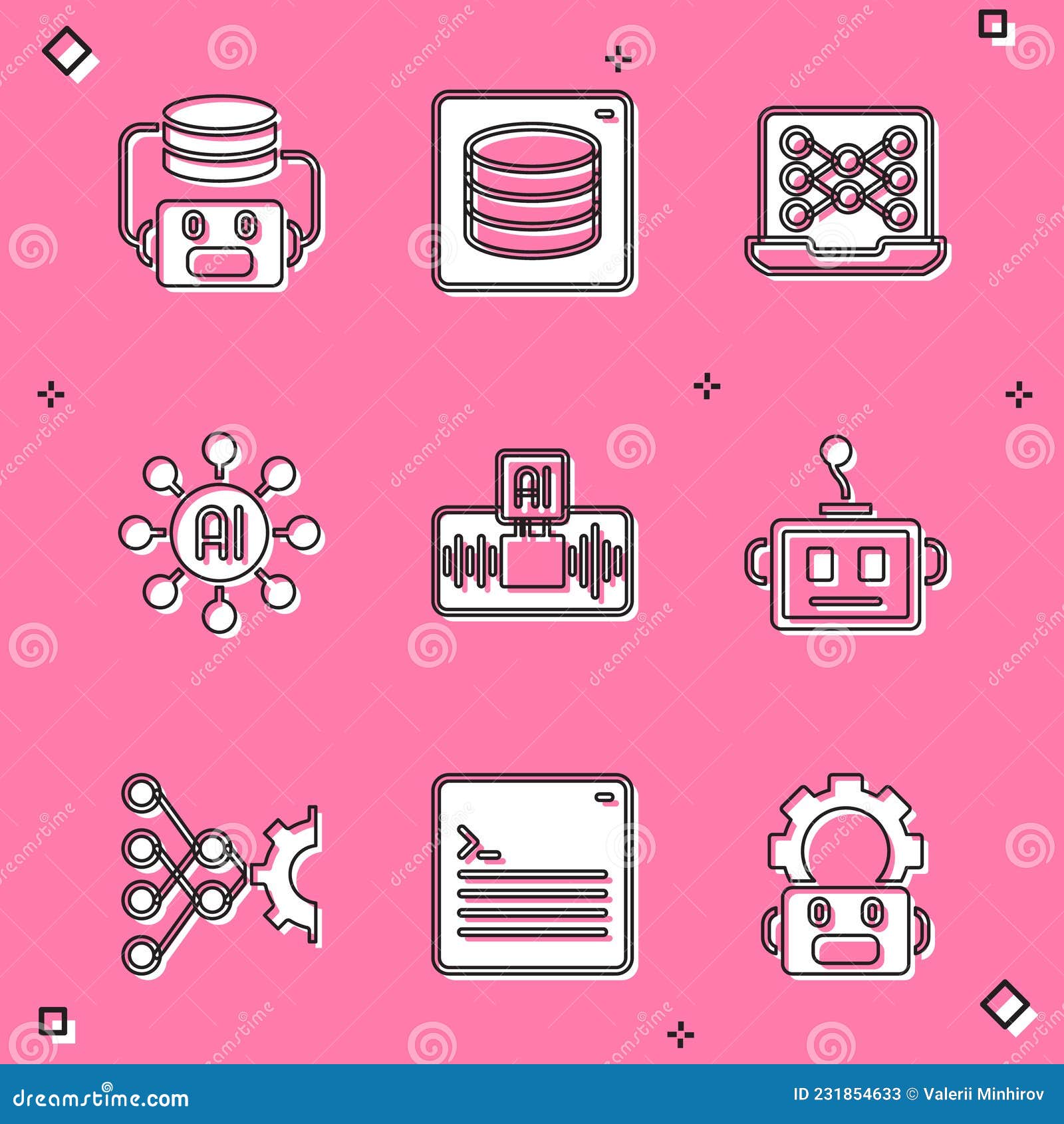 Set Artificial Intelligence Robot Server Data Neural Network Ai and Web Developer ...