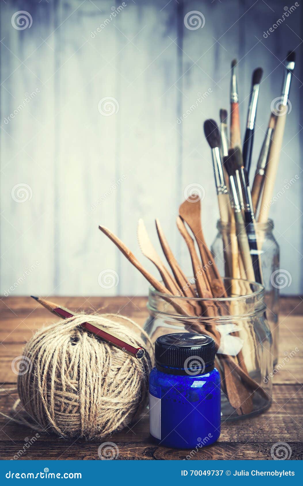 Set of artist s tools stock image. Image of bristle, creativity - 70049737