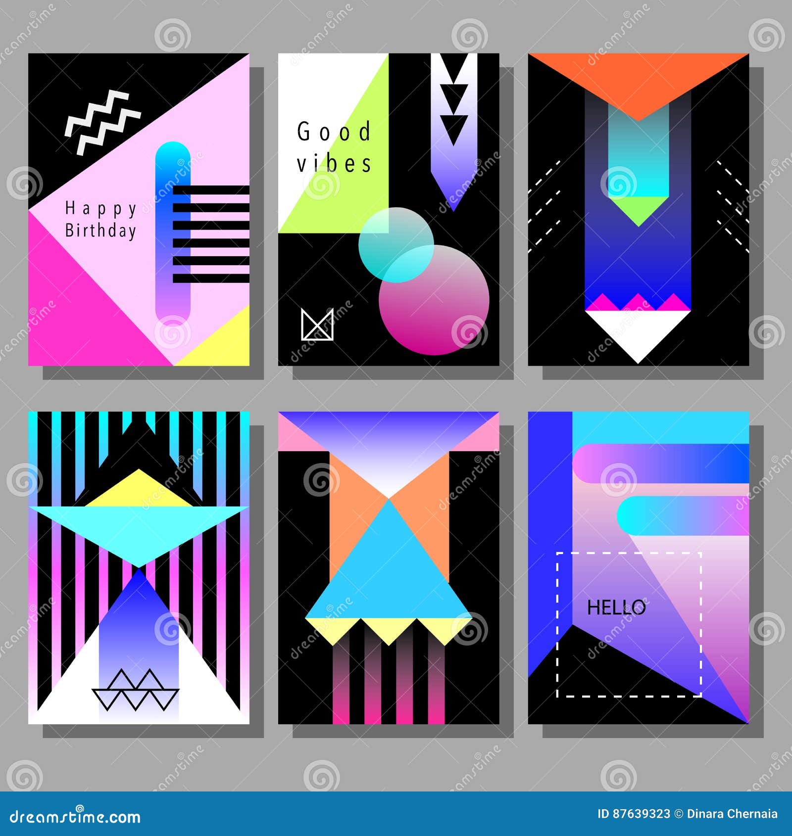 Colorful Cards About Love With Bright Pink 3d Backgrounds And Quotes ...