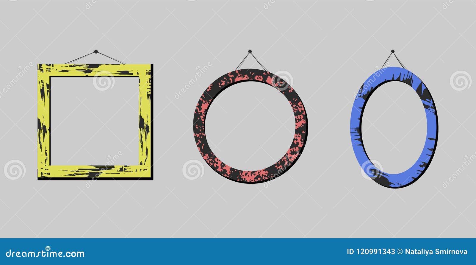 Set of artistic frames stock vector. Illustration of handdrawn - 120991343