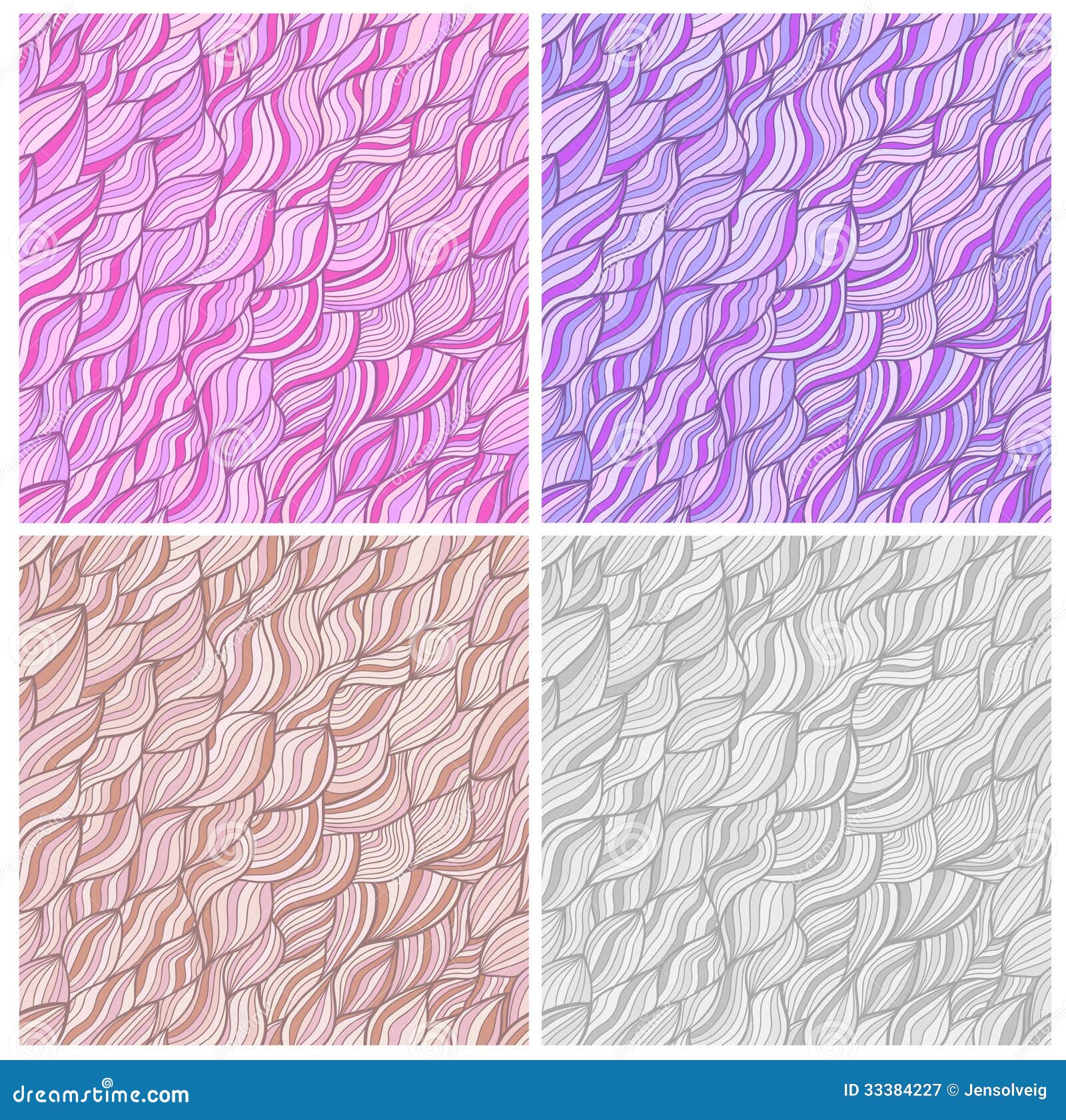 Set of Artistic Wavy Hand Drawn Vector Seamless Stock Vector ...