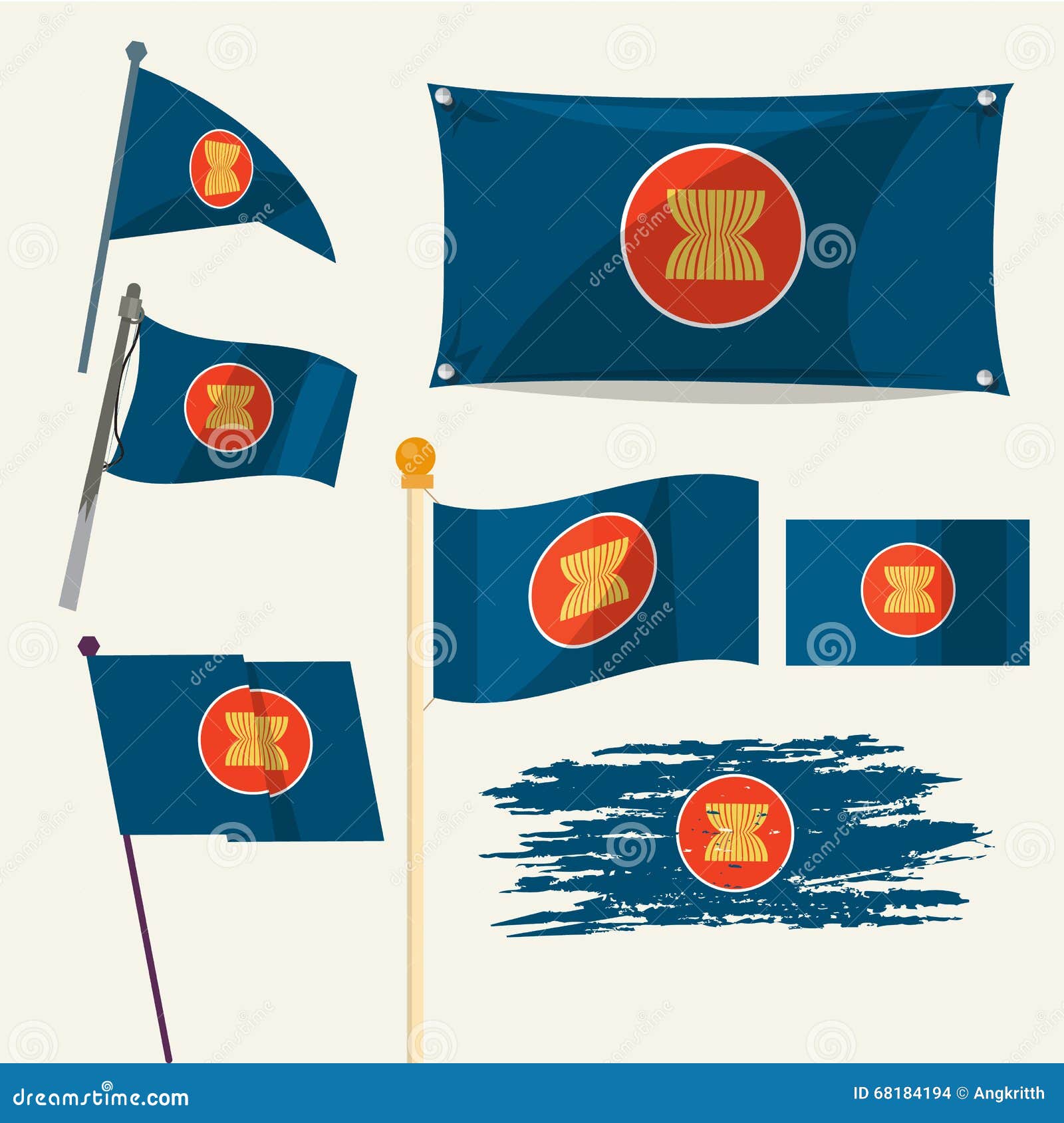 Set Of ASEAN Flag - Royalty-Free Cartoon | CartoonDealer.com #68184194