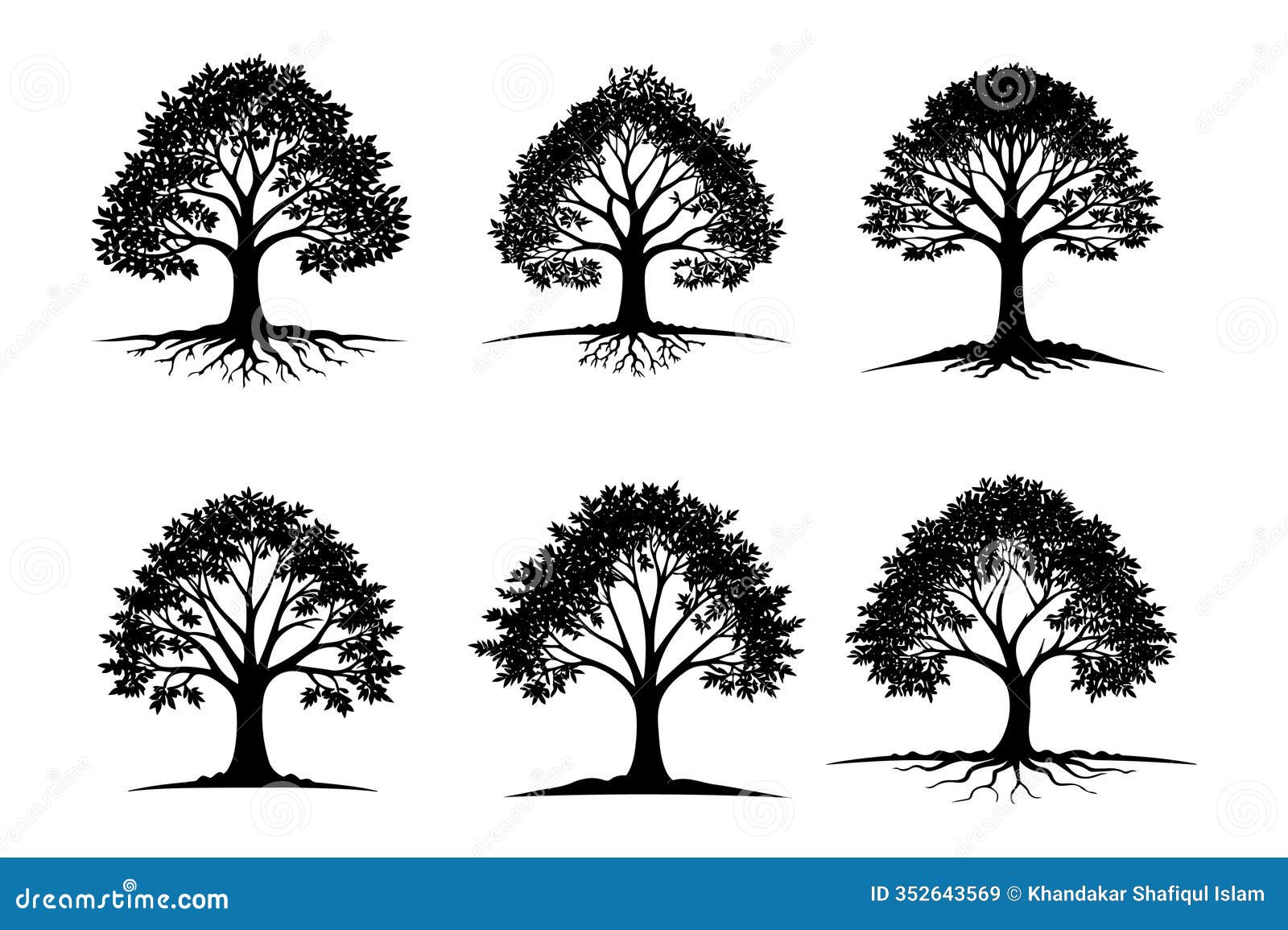 Set of Ash Tree Logo, Silhouette Vector Illustration Stock Illustration ...