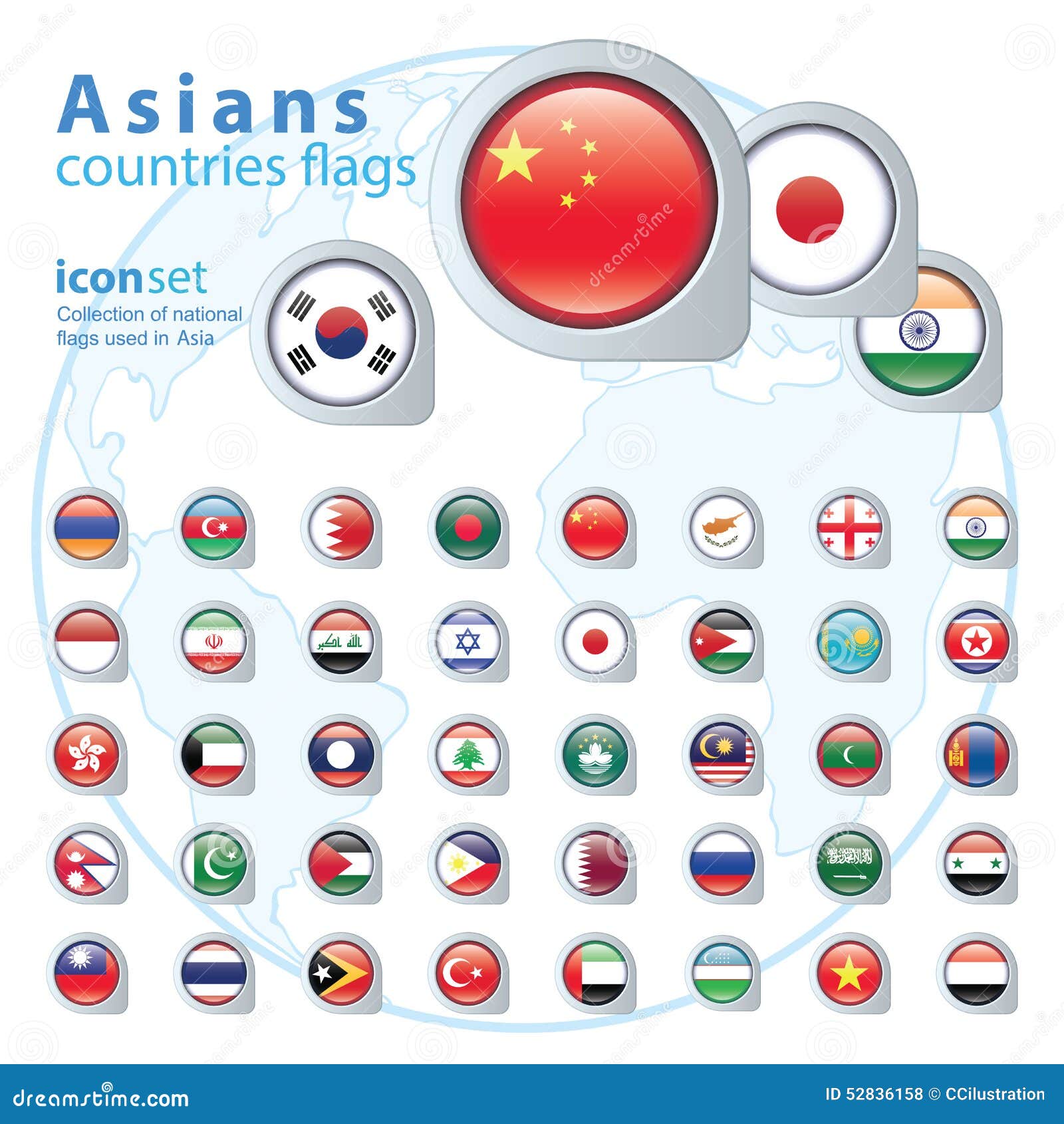 Asian Flags Cartoon Vector | CartoonDealer.com #58308179