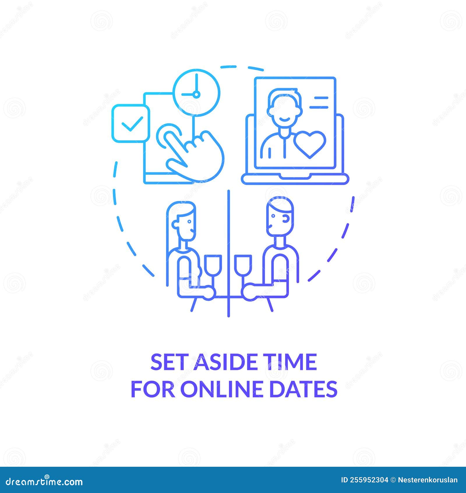 Set Aside Time for Online Dates Blue Gradient Concept Icon Stock Vector ...