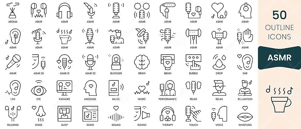 Set of Asmr Icons. Thin Linear Style Icons Pack Stock Vector ...